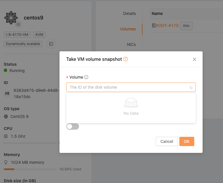 UI: admin cannot take volume snapshot on user VM · Issue #6795 · apache/cloudstack · GitHub