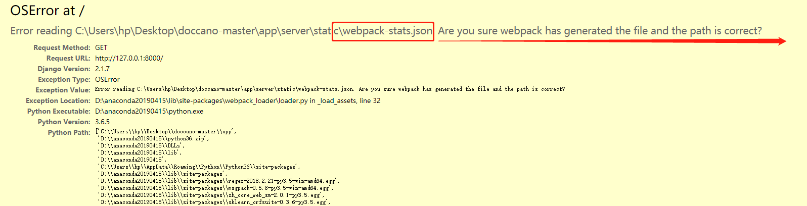 An OSError... · Issue #338 · doccano/doccano · GitHub