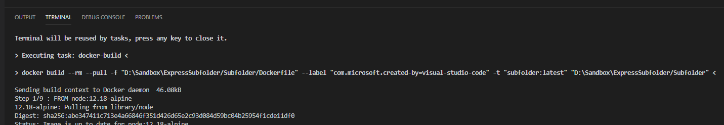 There Is No Response When Executing Build Image Command With Dockerfile In Subfolder 