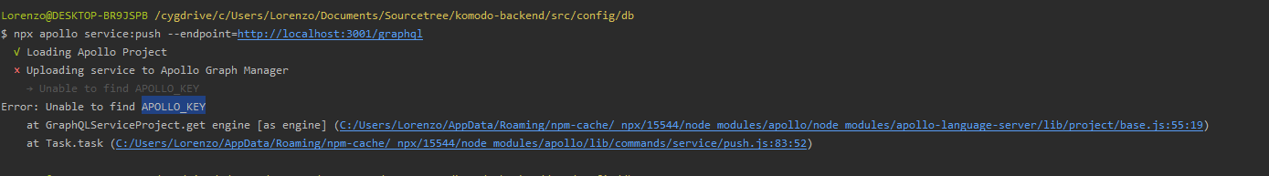 Unable to find APOLLO_KEY error when configuring the Graph Manager ...