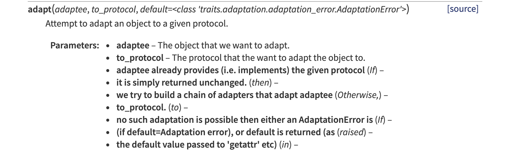 Doc: Error in API docs for AdaptationManager adapt method · Issue #1354 · enthought/traits · GitHub