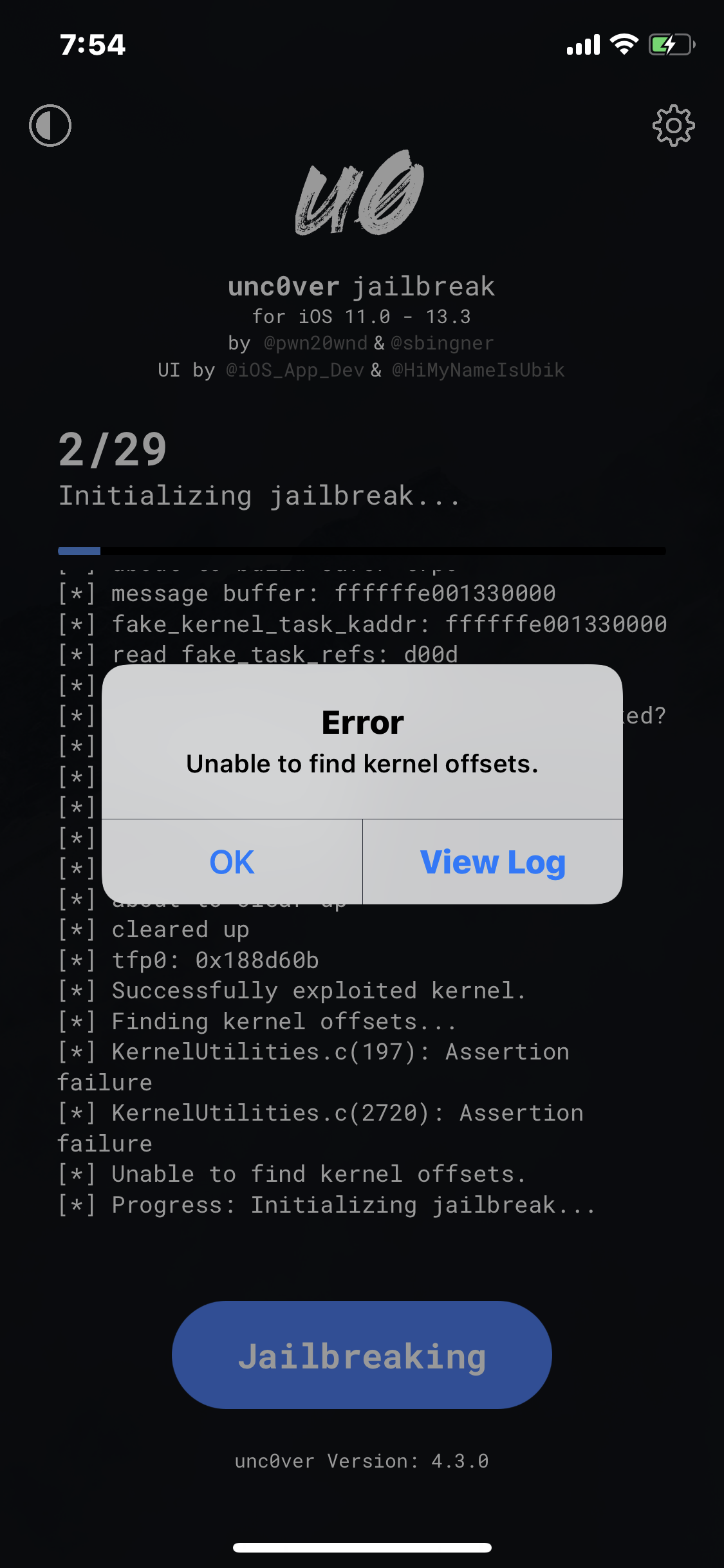 Latest unc0ver fails to jailbreak iOS 11 · Issue #1912 · pwn20wndstuff ...