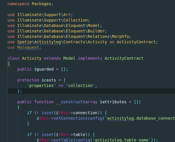 Extending Moloquent Not Model · Issue 636 · Spatie Laravel Activitylog · Github