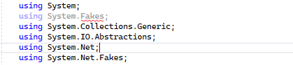 The type or namespace name 'Fakes' does not exist in the namespace 'System' (are you missing an ...