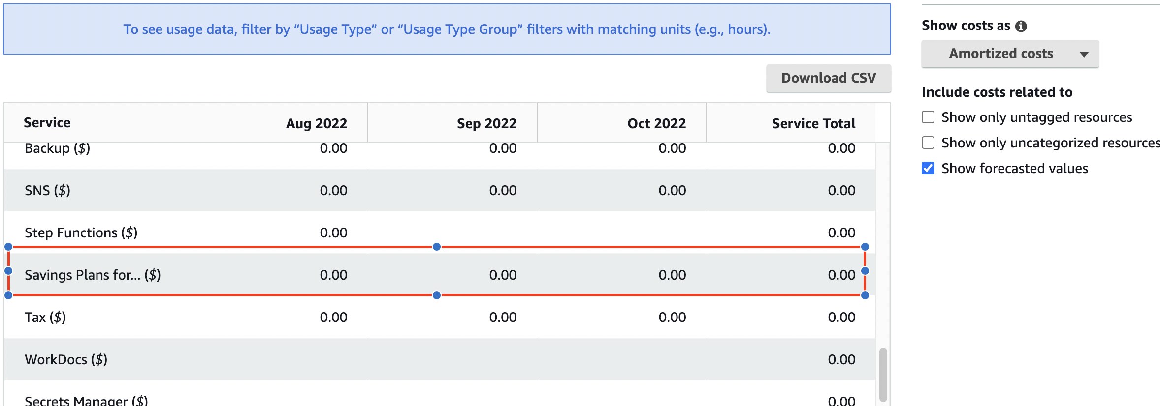 Cost Breakdown Of Savings Plan For Compute Usage Line Item In AWS