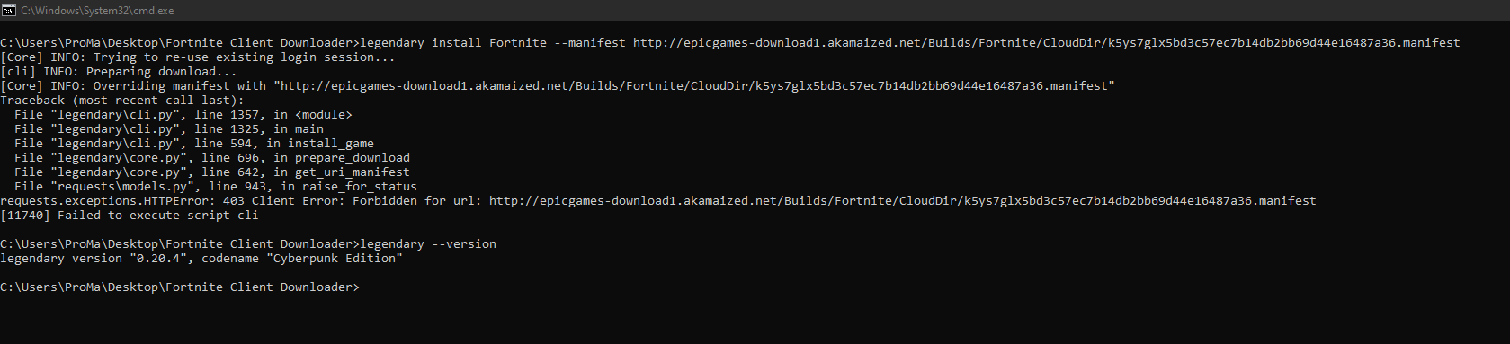 Downloading Fortnite Manifests Not working · Issue #152 · derrod/legendary · GitHub