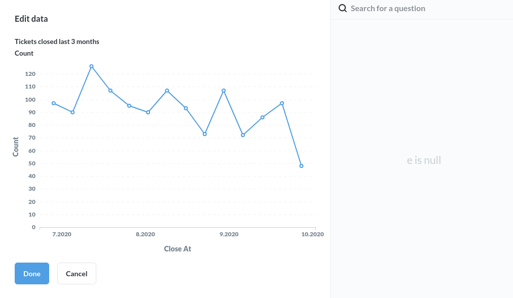 Error "e is null" when adding lines · Issue #13465 · metabase/metabase ...