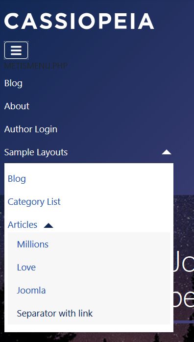 Metis Menu does not work for third level menu items · Issue #190 · joomla/cassiopeia · GitHub