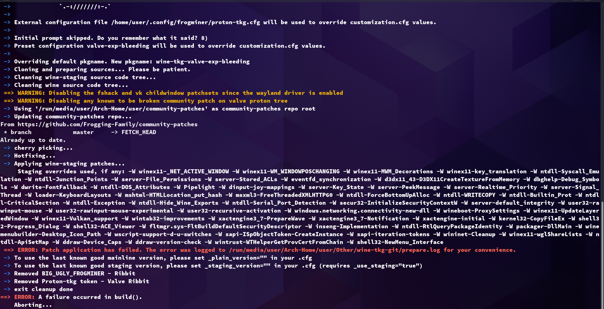 Proton-tkg error (3a050fc) · Issue #891 · Frogging-Family/wine-tkg-git · GitHub