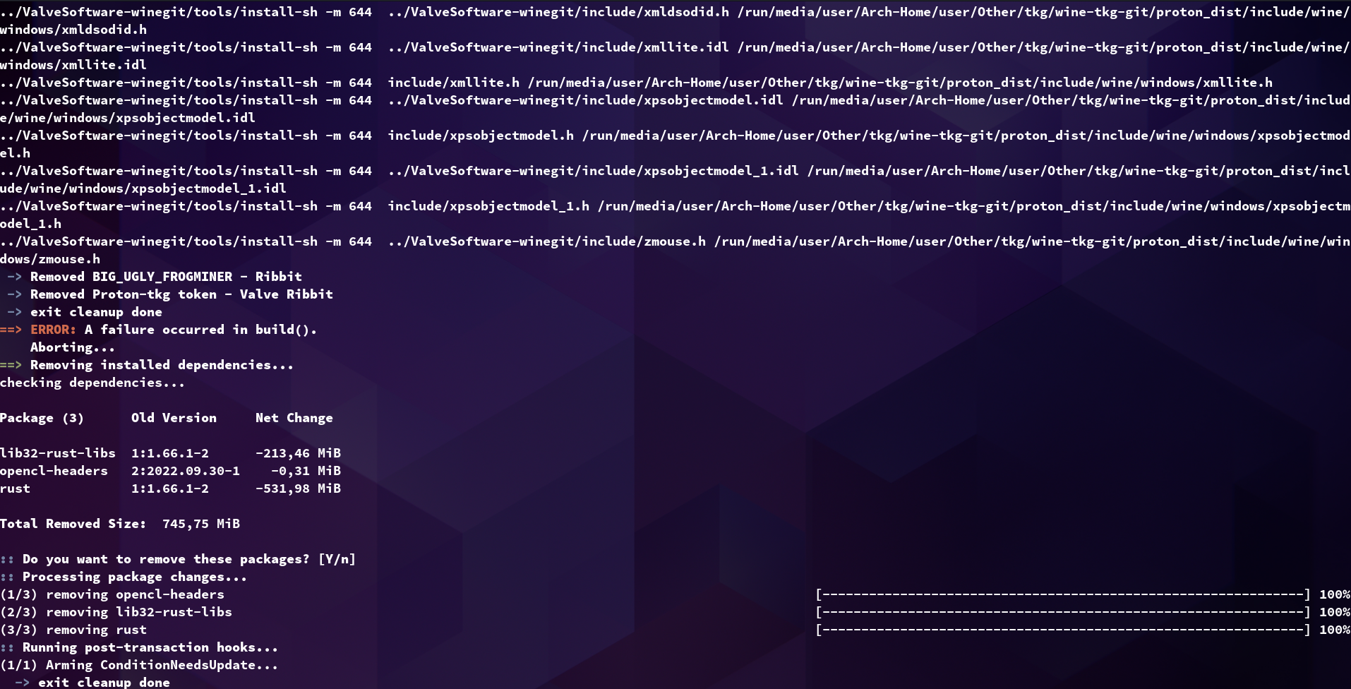 Proton-tkg makepkg exiting during build() · Issue #943 · Frogging-Family/wine-tkg-git · GitHub