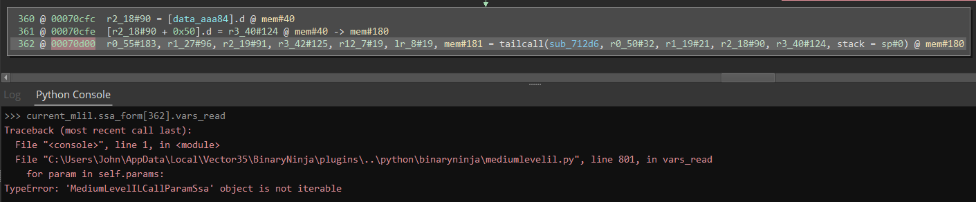 TypeError: 'MediumLevelILCallParamSsa' object is not iterable · Issue #2789 · Vector35 ...