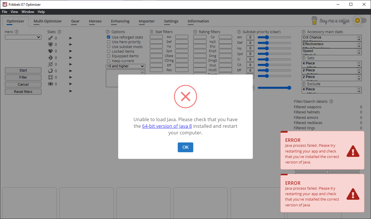 Java loading problem · Issue #163 · fribbels/Fribbels-Epic-7-Optimizer · GitHub