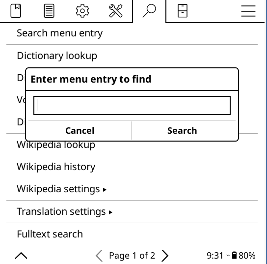 FR: Search menu entry · Issue #9800 · koreader/koreader · GitHub
