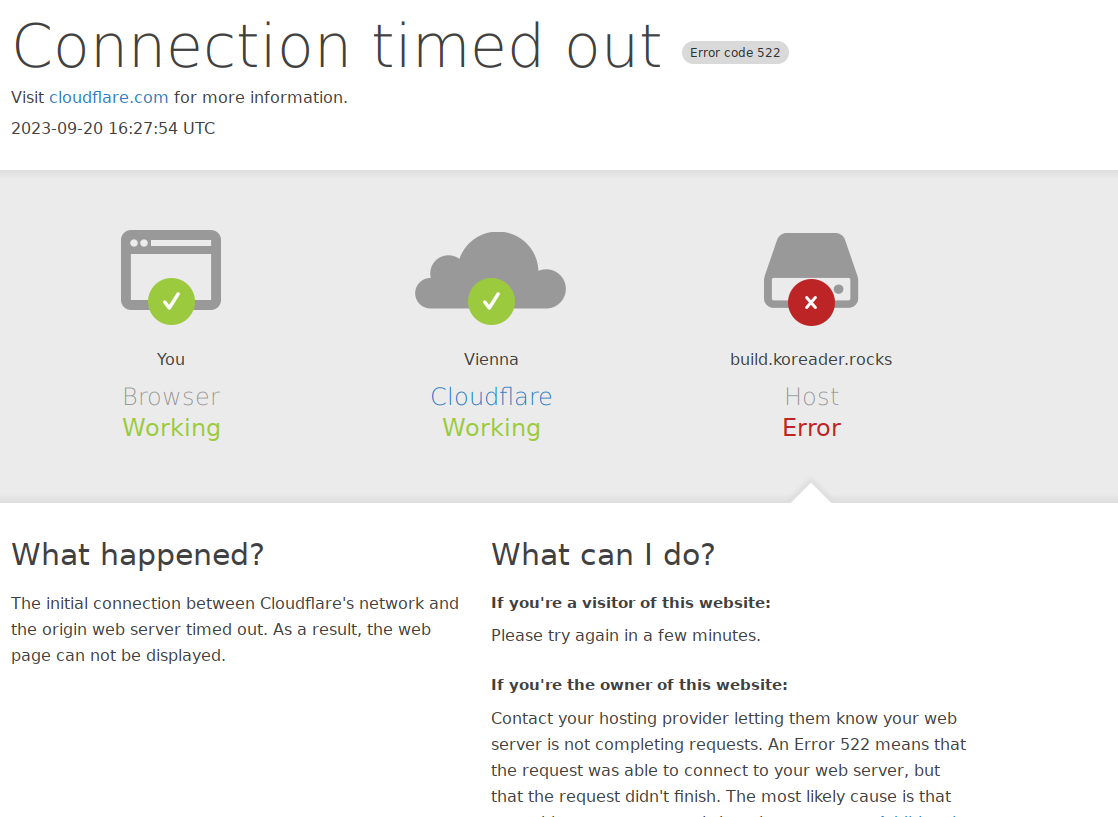 Server for nightly builds down? · Issue #10924 · koreader/koreader · GitHub