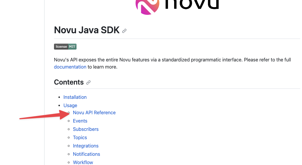 Add Version Badge and Correct API Reference Link to ReadMe · Issue #83 · novuhq/novu-java · GitHub