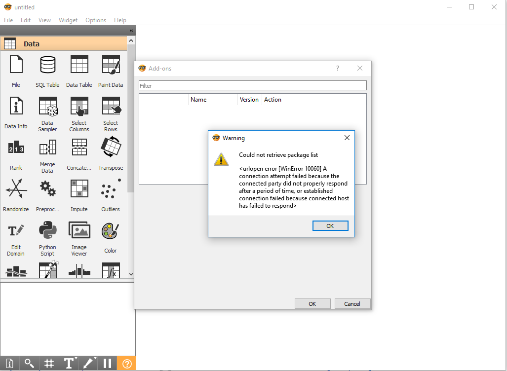 Need network proxy input to get add-ons and use network · Issue #2934 · biolab/orange3 · GitHub