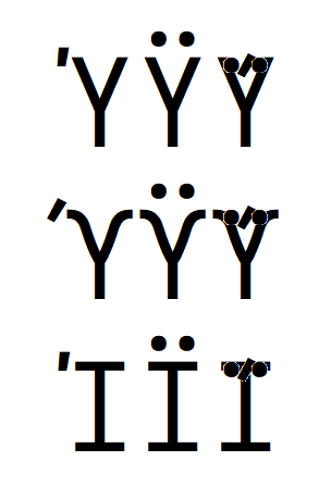 Capital Upsilon and Iota with combining acute & diaeresis broken under ...