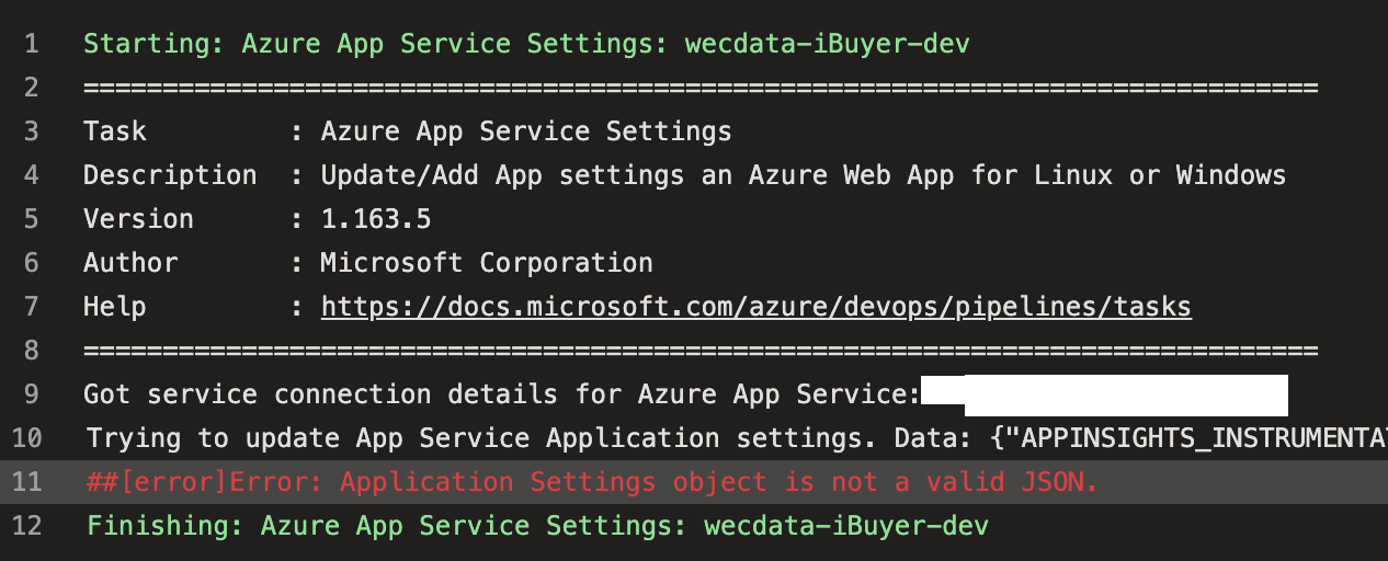 task: AzureAppServiceSettings@1 - false error while validating JSON ...