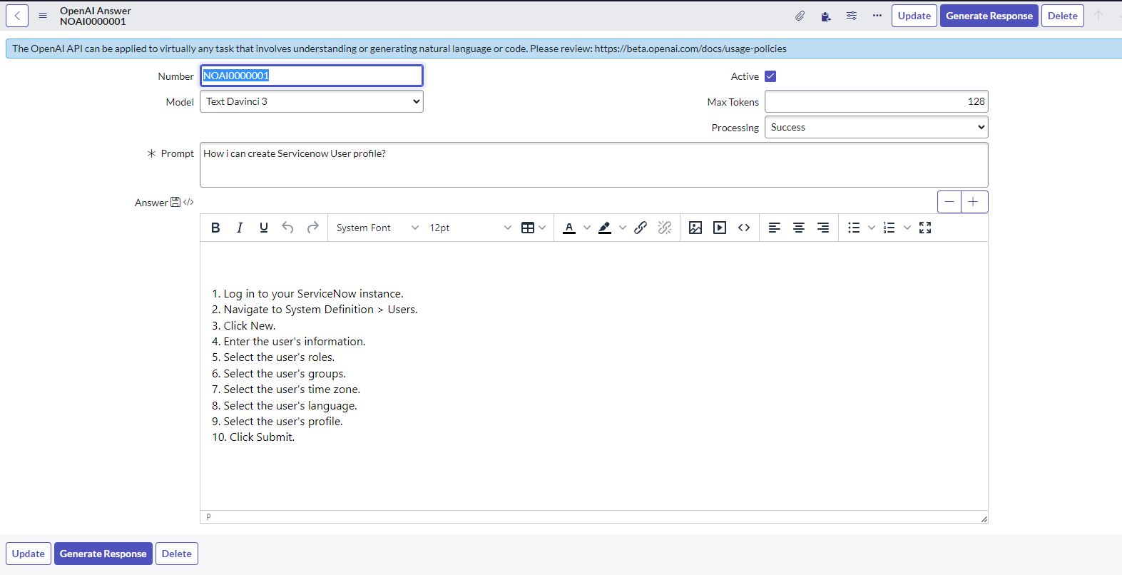 GitHub - mikeyd73/now-open-ai: Integrate open openai with servicenow.