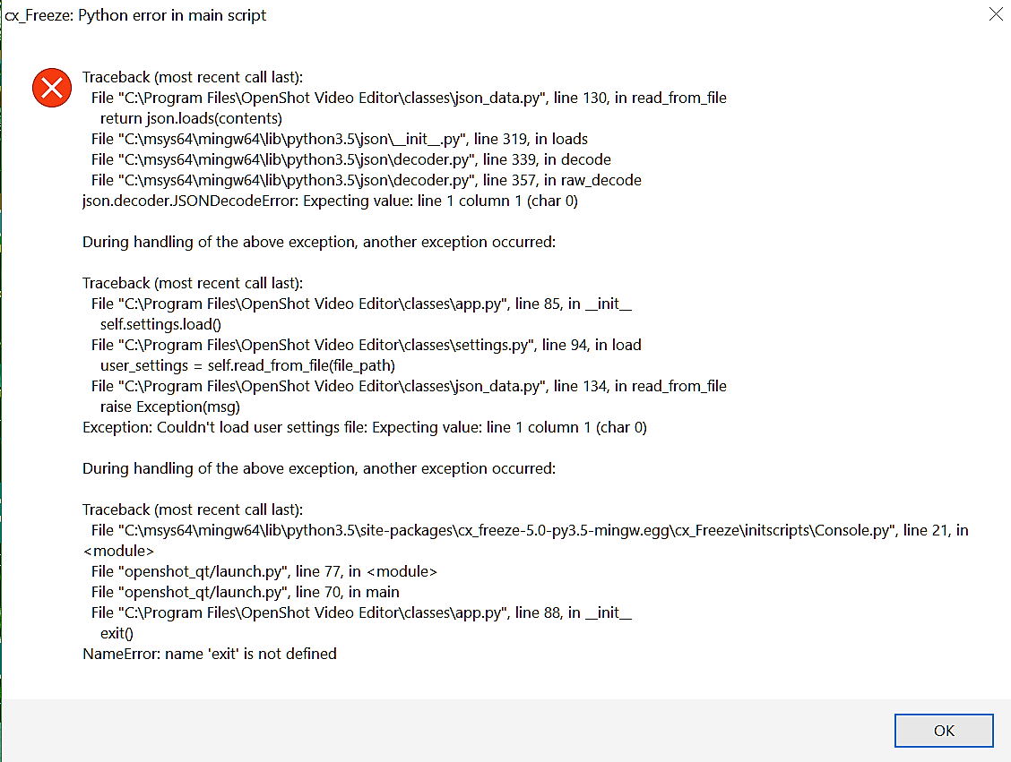 Cxfreeze Python Error · Issue 1330 · Openshotopenshot Qt · Github