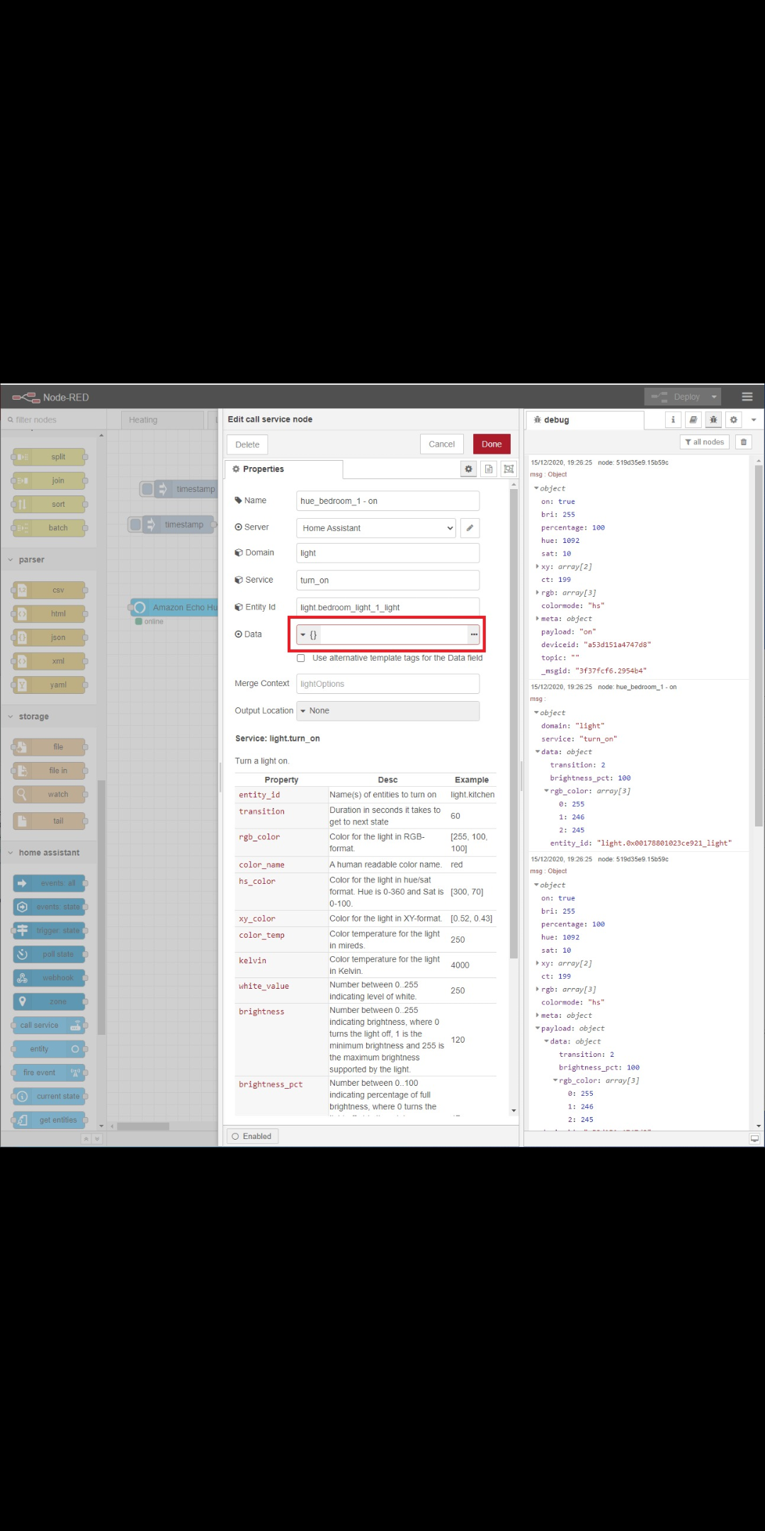 Color And Brightness Not Delivered To Nodered · Issue 152 · Datechnode Red Contrib Amazon Echo 