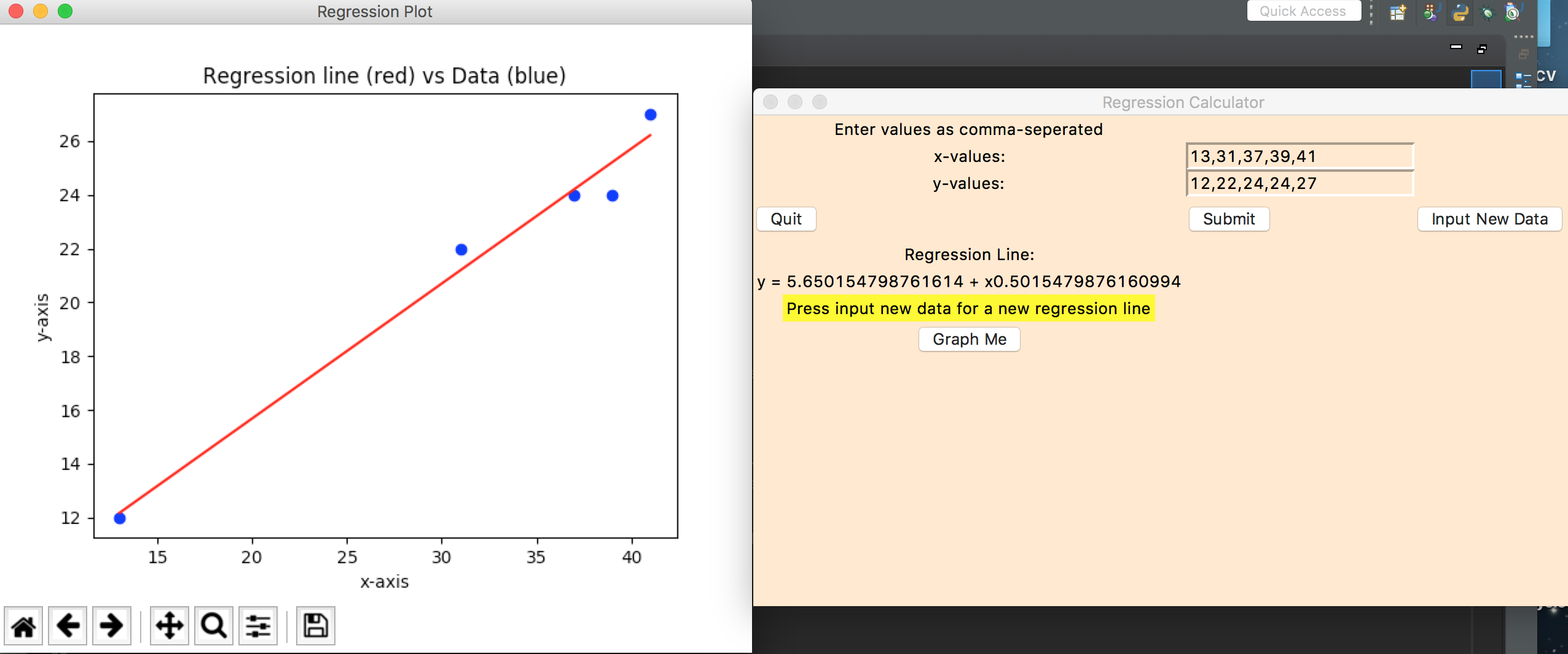 GitHub - ryanbrandt/regressioncalculator: Basic linear regression GUI