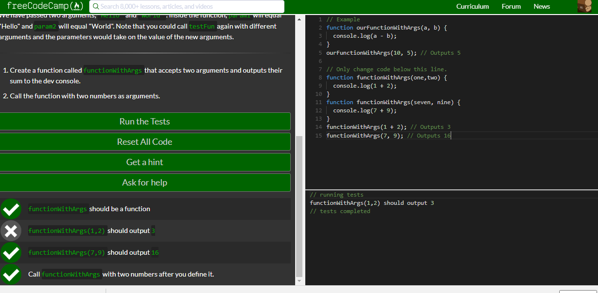 Passing Values to Functions with Arguments · Issue #12320 · freeCodeCamp/freeCodeCamp · GitHub