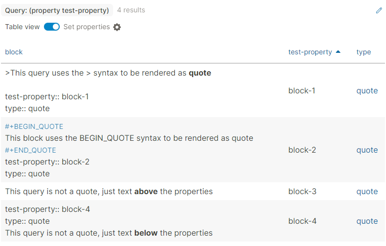 Unpredicable behaviour for when query table viewer shows properties in block contents when block ...