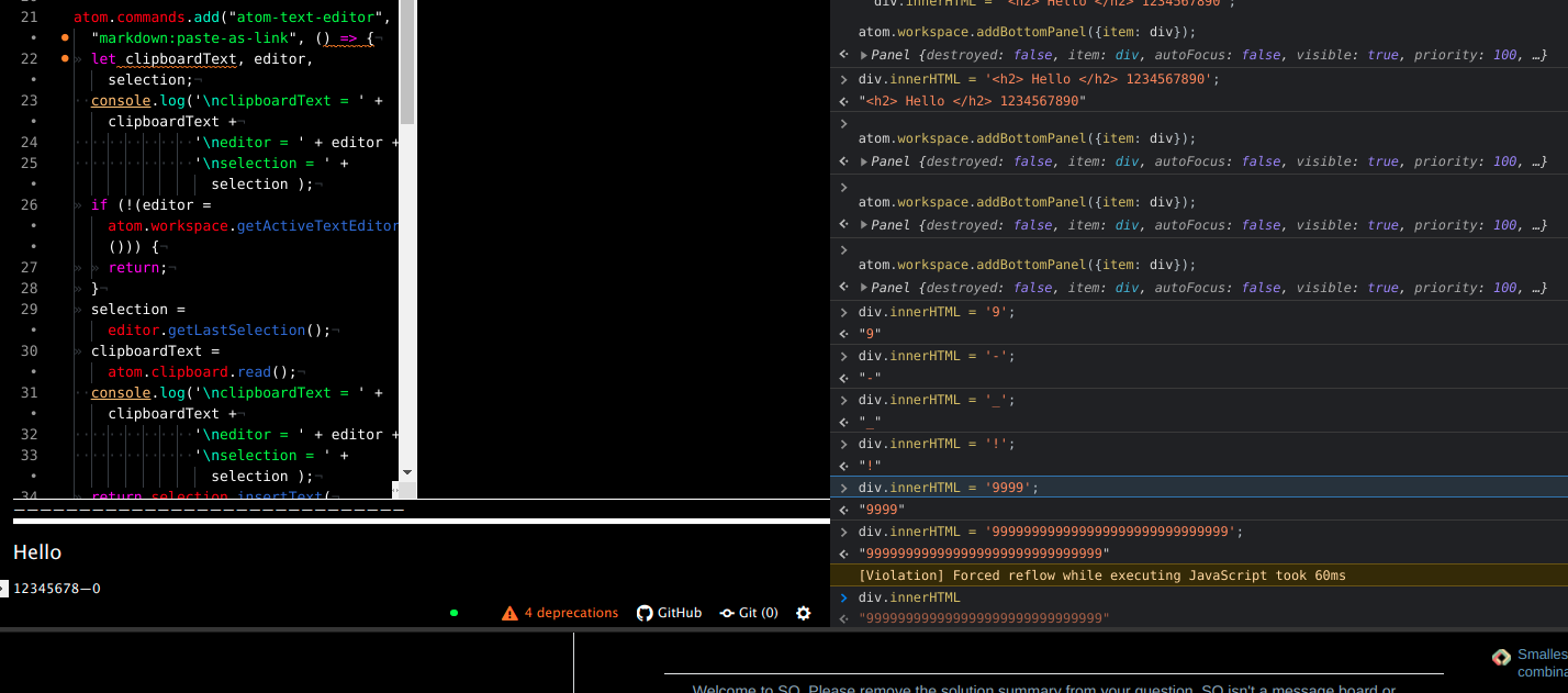 Pulsar innerHTML renders 9 as dash in pulsar panel. · Issue #475 · pulsar-edit/pulsar · GitHub