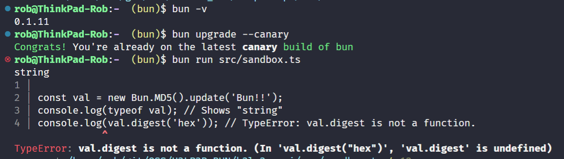 Hash classes (SHA256, MD5, ...) are "broken" · Issue #1183 · oven-sh ...