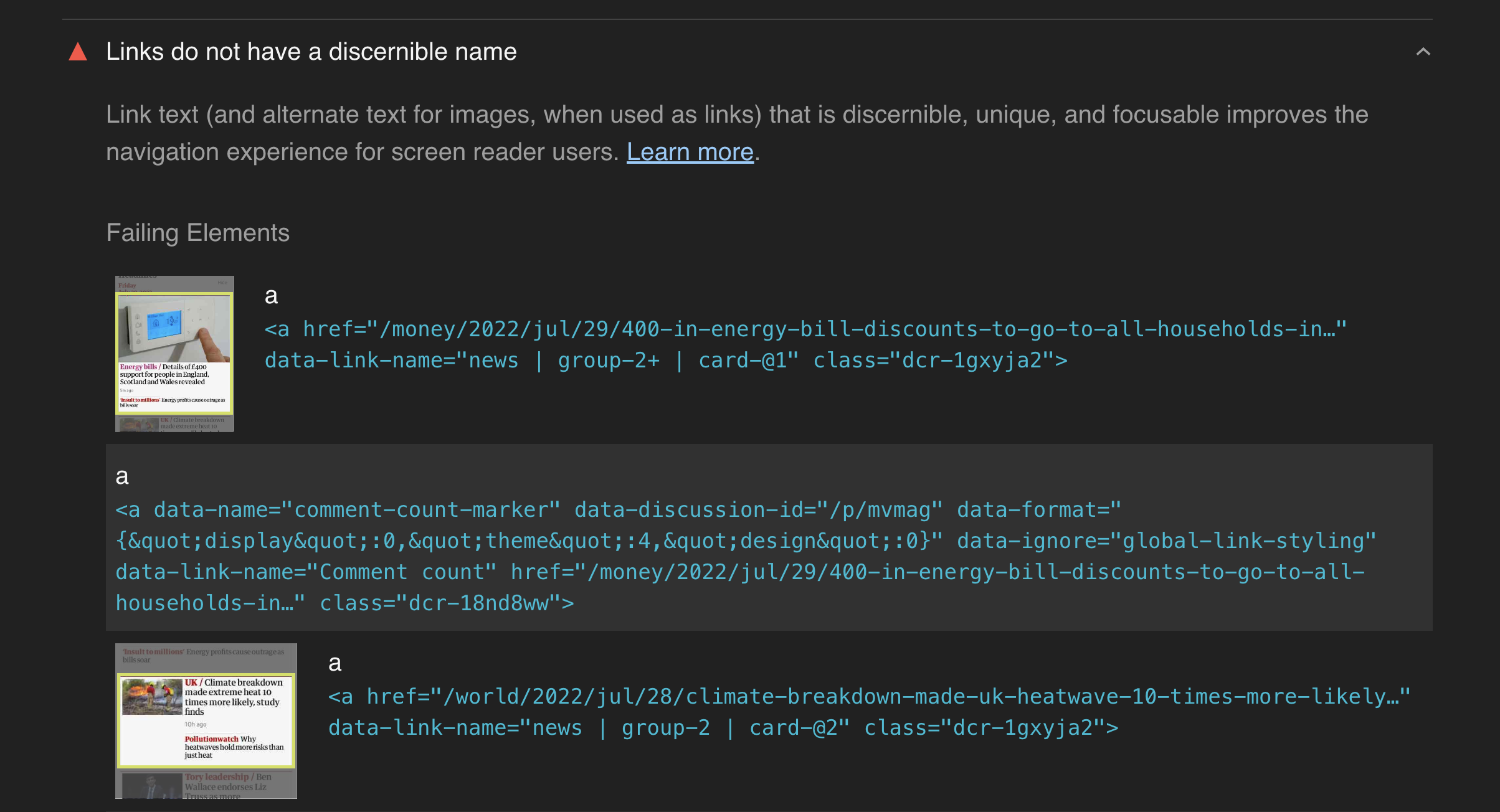 Cards links don't have labels · Issue #5547 · guardian/dotcom-rendering · GitHub