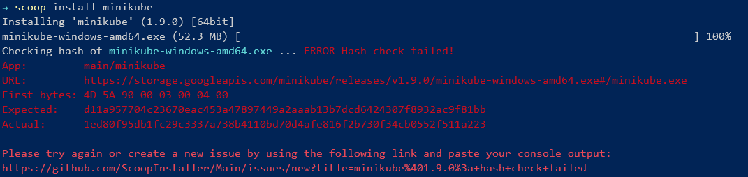 minikube@1.9.0: hash check failed · Issue #975 · ScoopInstaller/Main ...