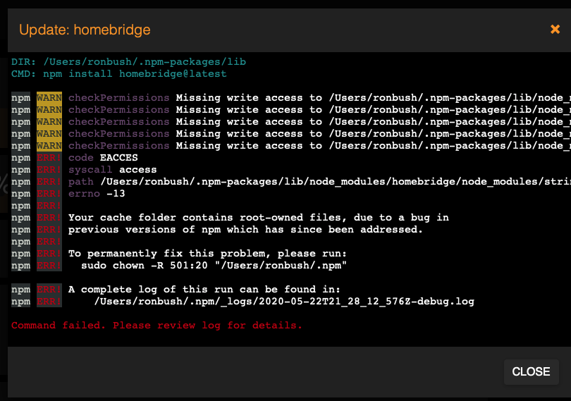 Update Homebridge Error · Issue #701 · homebridge/homebridge-config-ui-x · GitHub