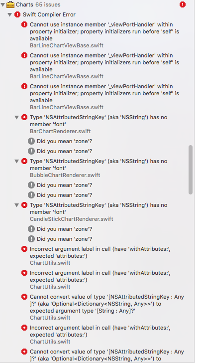 Unable to compile swift 3.2 code from xcode 9.3. I am using 3.1.1 version of charts. · Issue ...