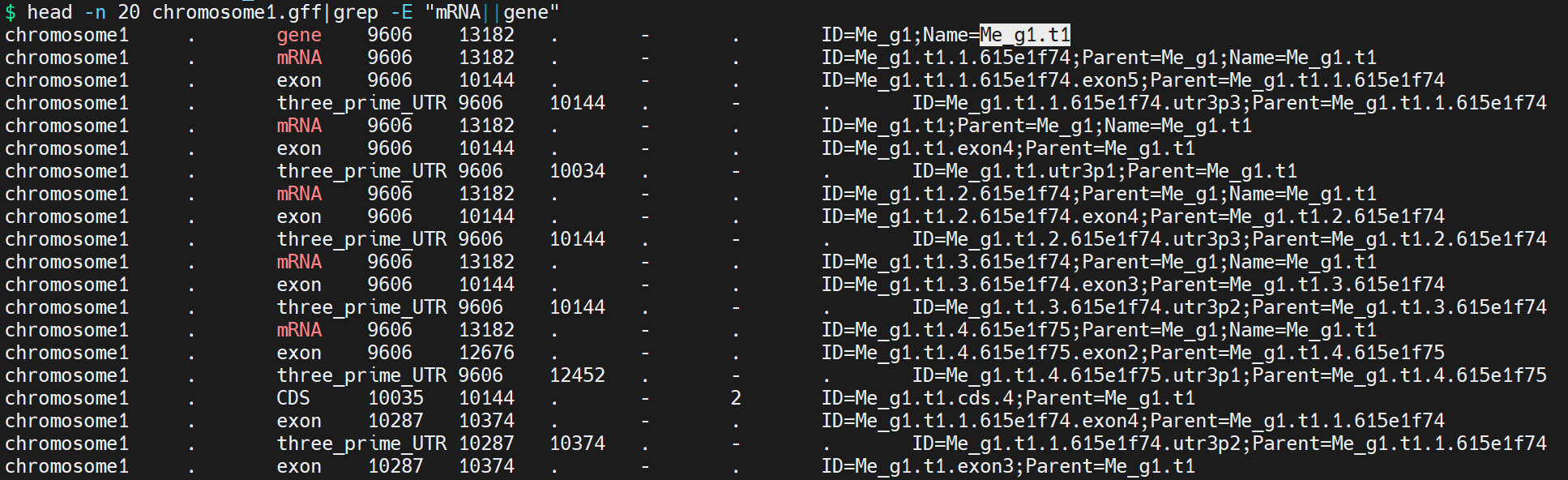 updated gff file has disorder IDs and contains mRNA features which may ...