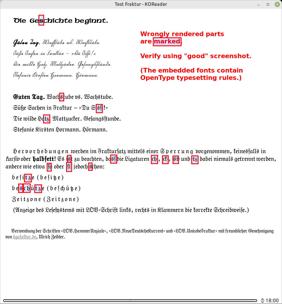 Rendering issues w/ black letter fonts & OpenType typesetting rules · Issue #8715 · koreader ...
