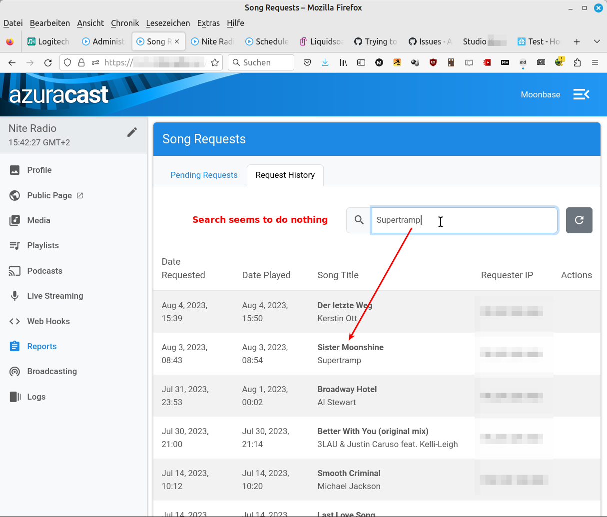 RR #a90dde7: Search in Song Request History seems to do nothing · Issue ...