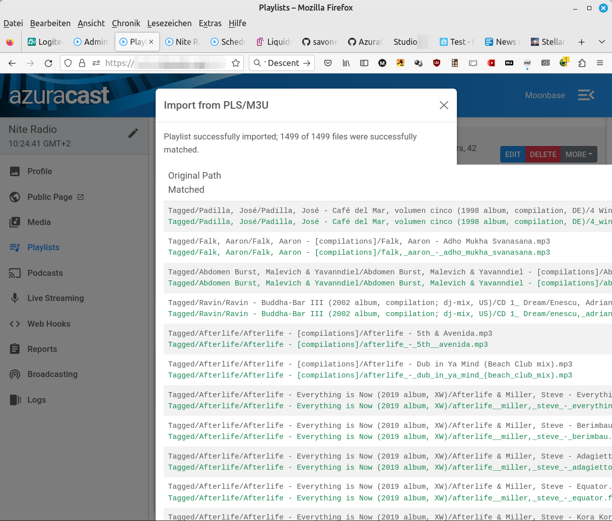 RR #a90dde7: Playlist import overflows card · Issue #6481 · AzuraCast/AzuraCast · GitHub
