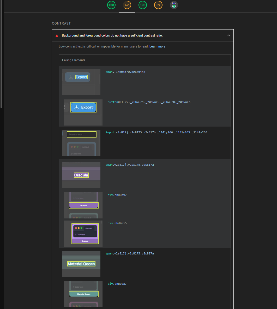 🐞 - Fix accessibility issues from lighthouse · Issue #120 · riccardoperra/codeimage · GitHub