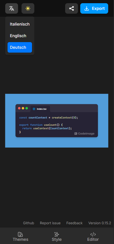 🐞 - Missing bottom bar translations · Issue #207 · riccardoperra/codeimage · GitHub
