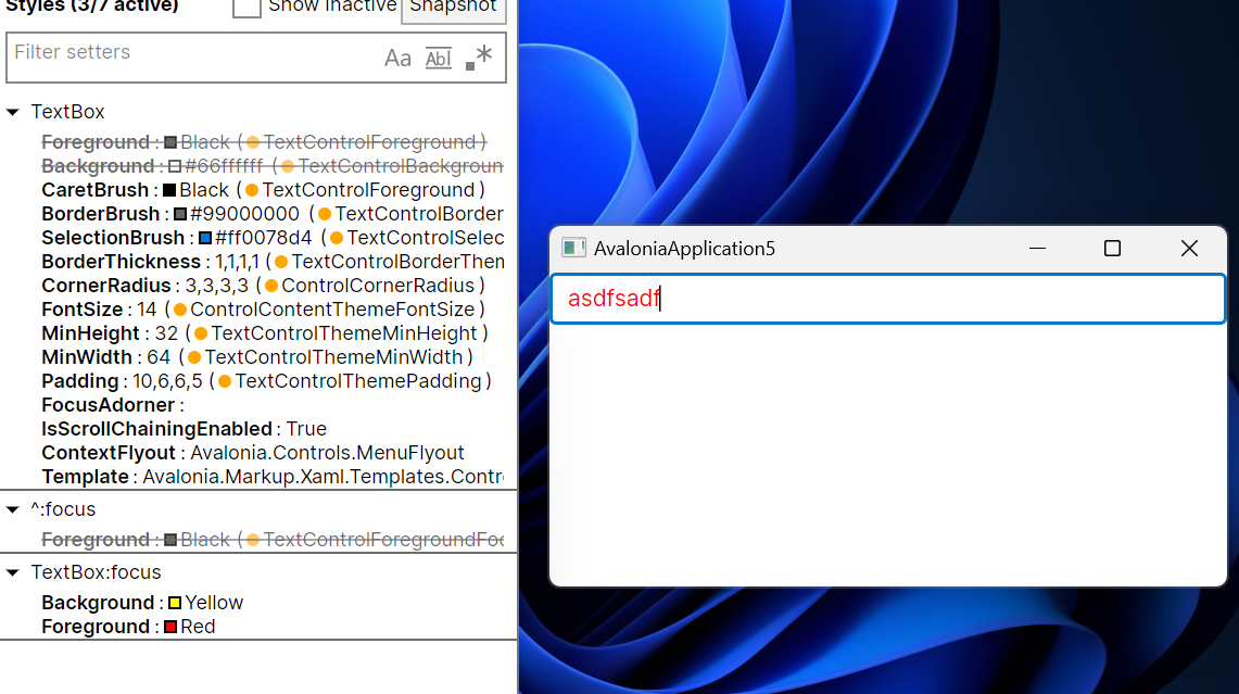 TextBox's Background Doesn't change with pseudo classes · Issue #12110 · AvaloniaUI/Avalonia ...