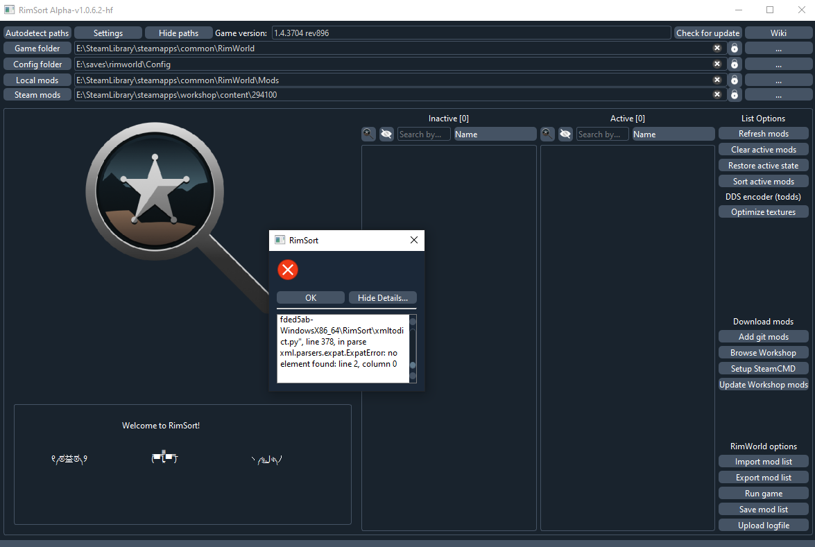 FIXME: Crash to desktop renders ModConfig corrupt: need to start rimworld and add all my mods ...