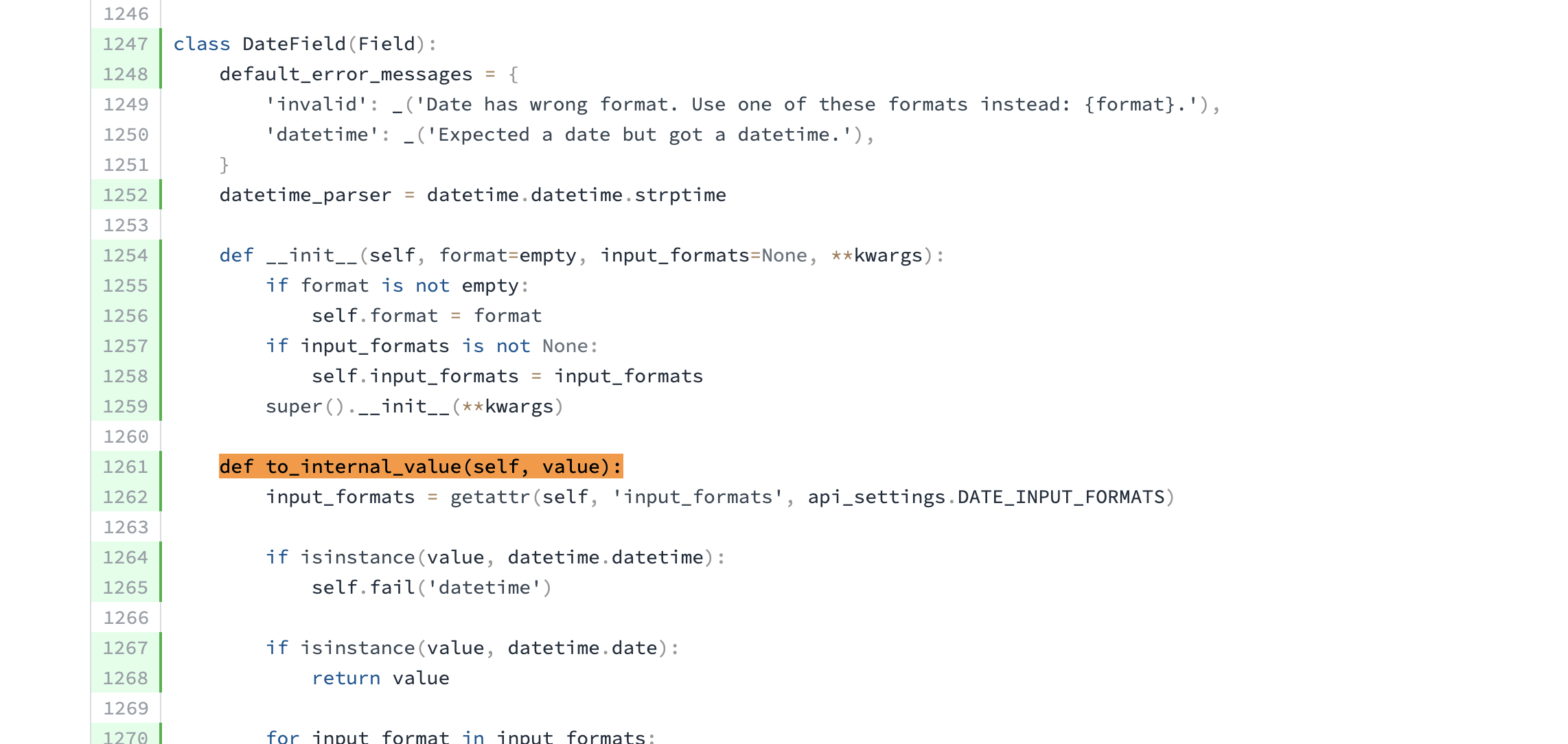 Datetimefield `tointernalrepresentation` Checks The Value For The Wrong Type · Issue 8559 