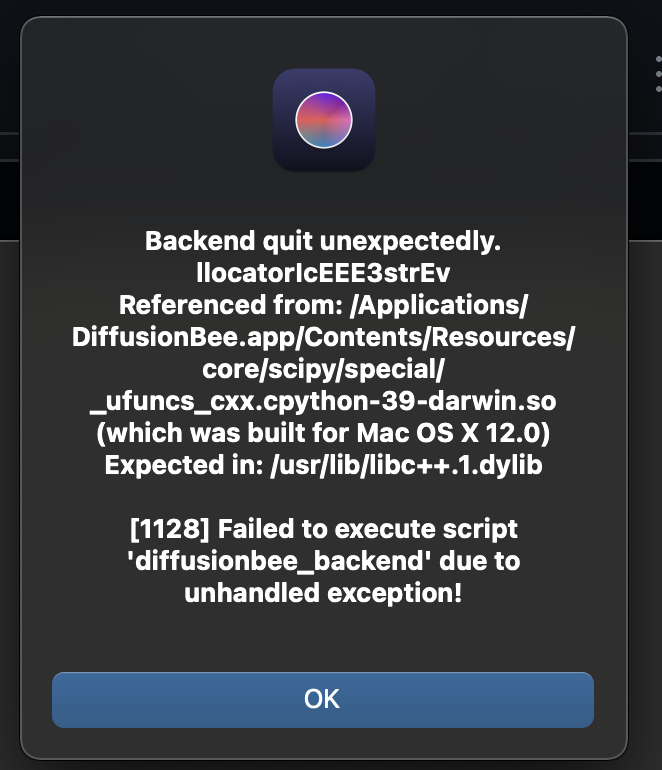 Crash on startup (with iMac24 M1 BigSur 11.6) · Issue #432 · divamgupta/diffusionbee-stable ...