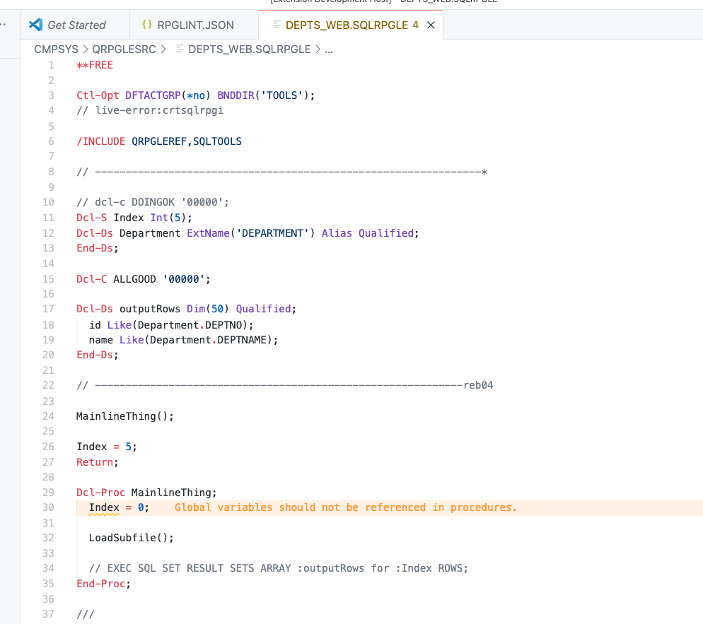 Enhancement Procedures Should Not Access Globals · Issue 31 · Codeforivscode Rpgle · Github