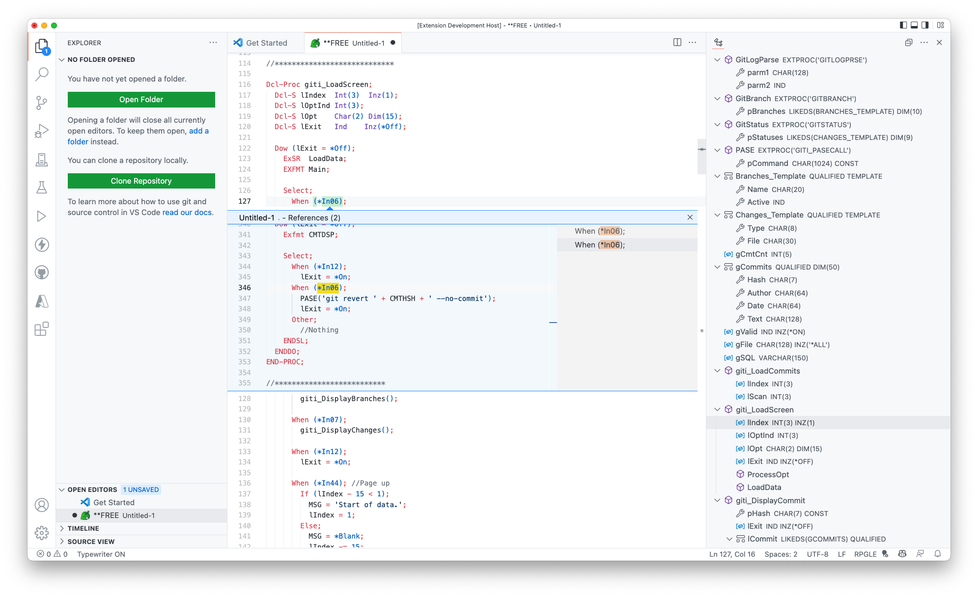 Outline *IN variables. · Issue #87 · codefori/vscode-rpgle · GitHub