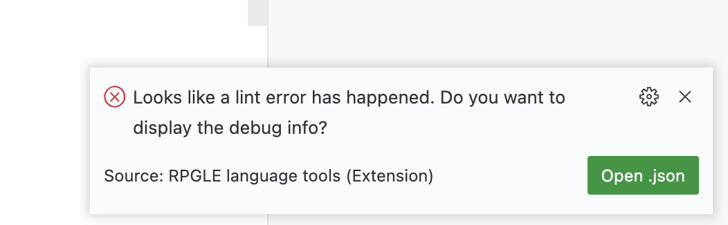 RPGLE Linter - Error linting "RPG-source": Cannot read properties of undefined (reading 'type ...
