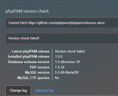 Version check failed! · Issue #3691 · phpipam/phpipam · GitHub