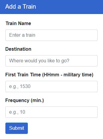 GitHub - weirbran/Train-Scheduler: Scheduler app that enables users to ...