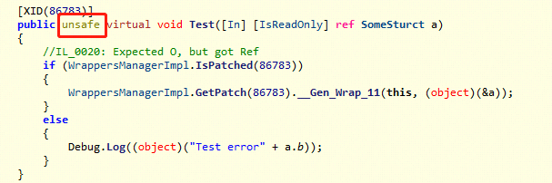 虚函数中如果用关键词in修饰struct类型的参数，inject后执行会报错 · Issue #75 · Tencent/InjectFix · GitHub